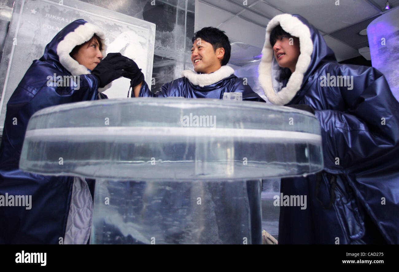 Aug 23, 2010 - Tokyo, Japan - Visitors enjoy being in the ICEBAR Tokyo ...