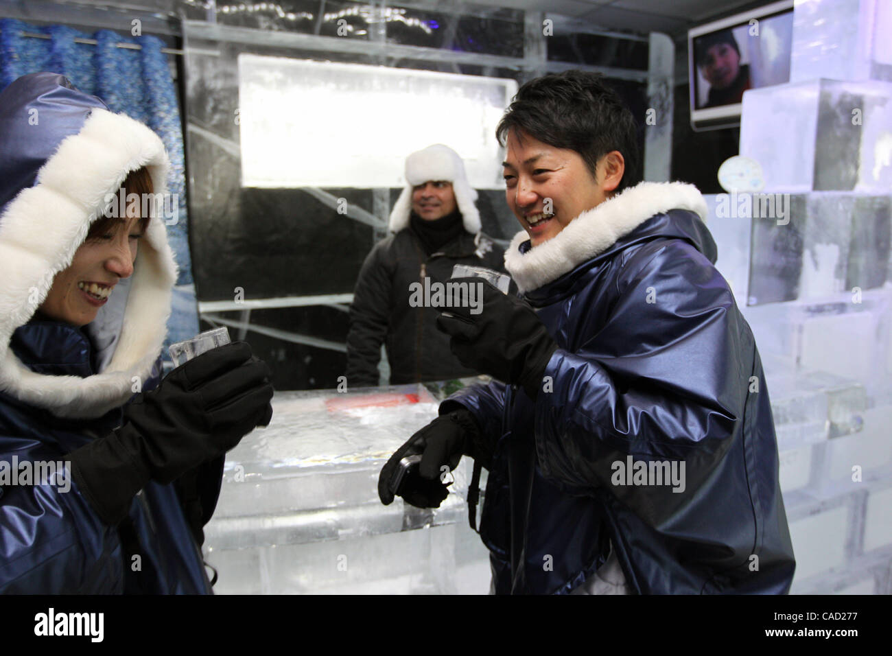 Aug 23, 2010 - Tokyo, Japan - Visitors enjoy being in the ICEBAR Tokyo ...