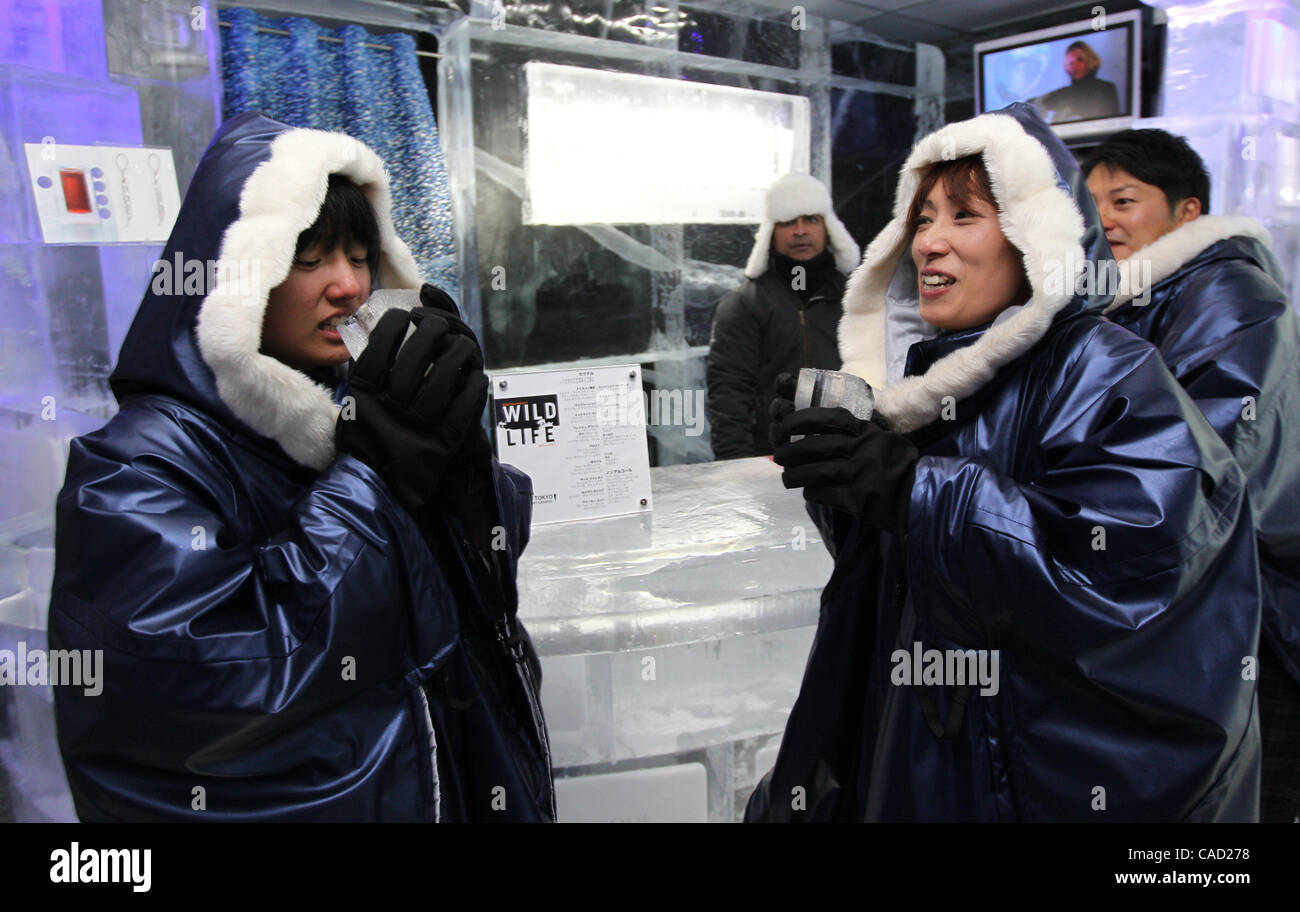 Aug 23, 2010 - Tokyo, Japan - Visitors enjoy being in the ICEBAR Tokyo ...