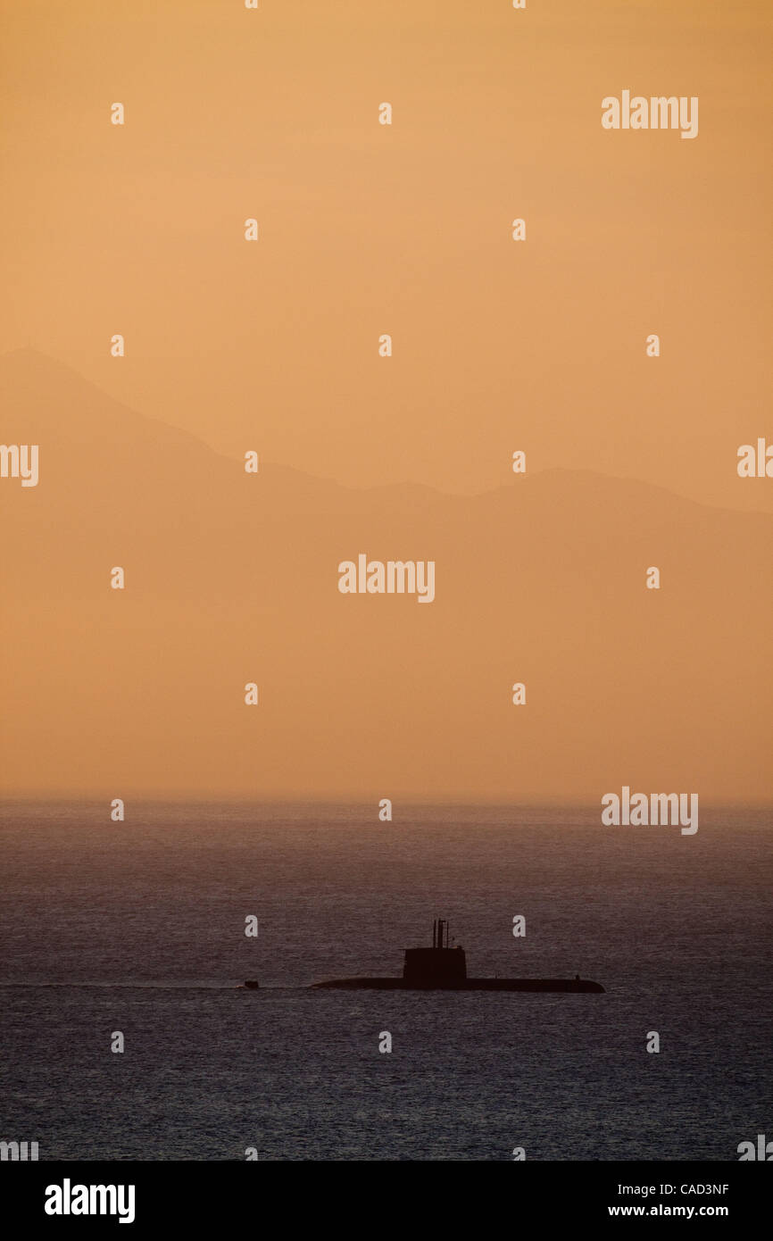 AFRICA,SOUTH AFRICA,SIMON'S TOWN, a NAVY SUBMARINE leaves false bay at ...