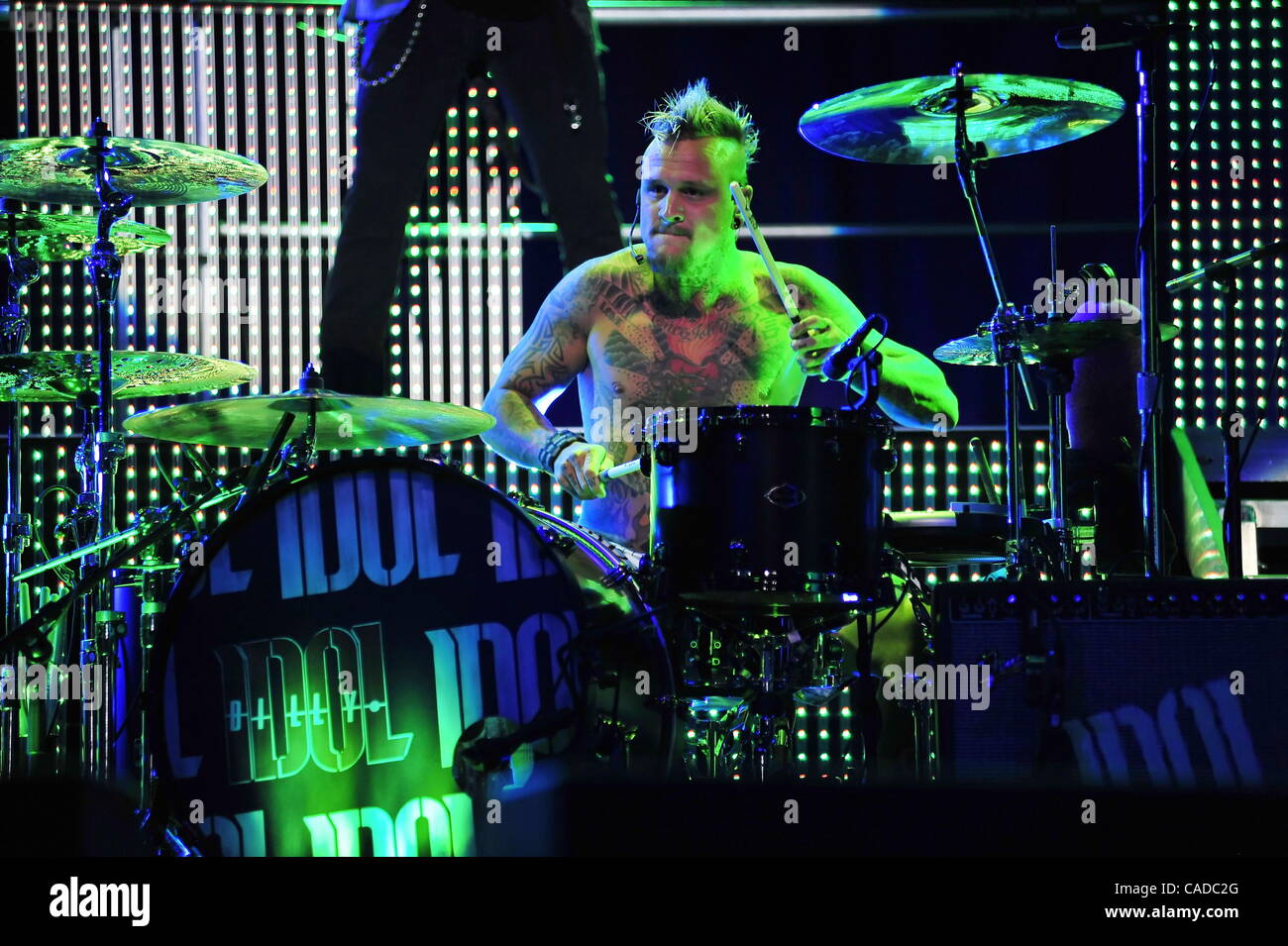 Drummer Jeremy Colson of Billy Idol performed a live concert at the ...