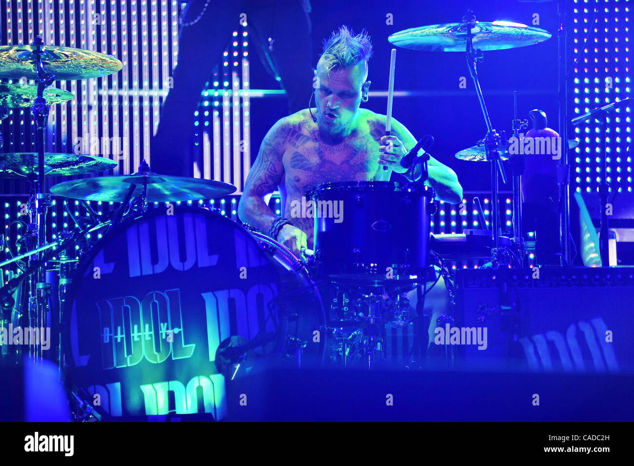 Drummer Jeremy Colson of Billy Idol performed a live concert at the ...