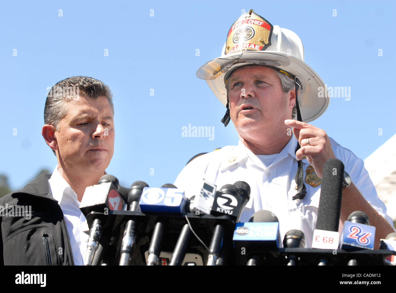 Sept. 10, 2010 - San Bruno, California - Fire Chief Dennis Haag, right ...