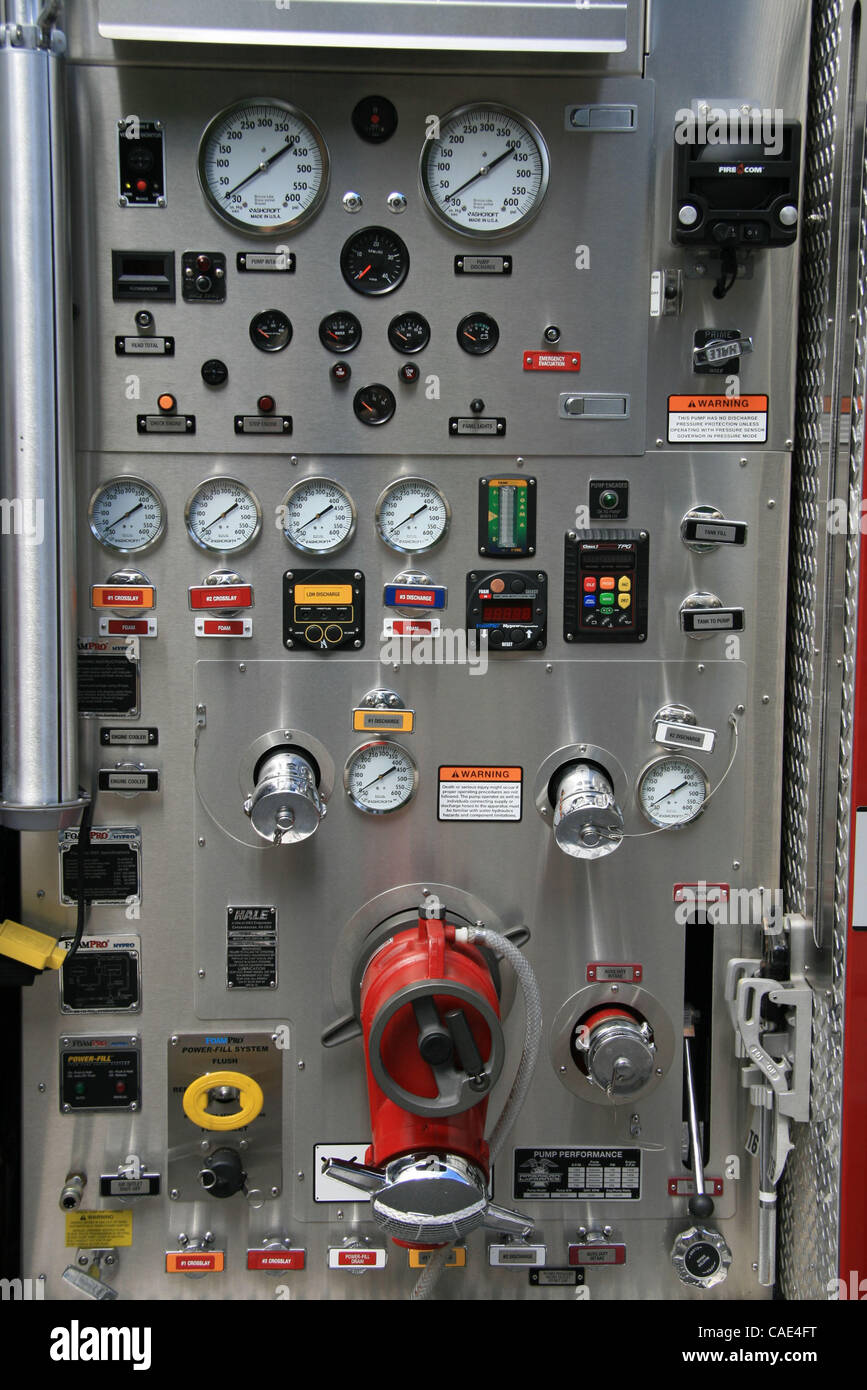 Fire truck gauges controls hi-res stock photography and images - Alamy