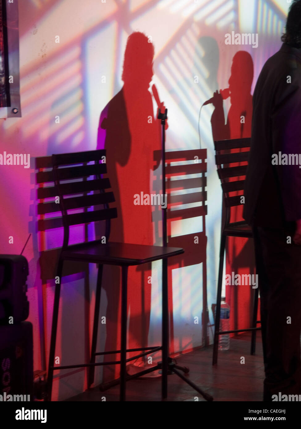 Shadow of singer in nightclub in Bangalore, Karnataka, India Stock ...