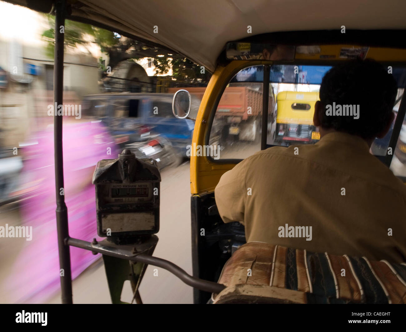 Vew from inside an autorickshaw in Bangalore, Karnataka, India Stock ...