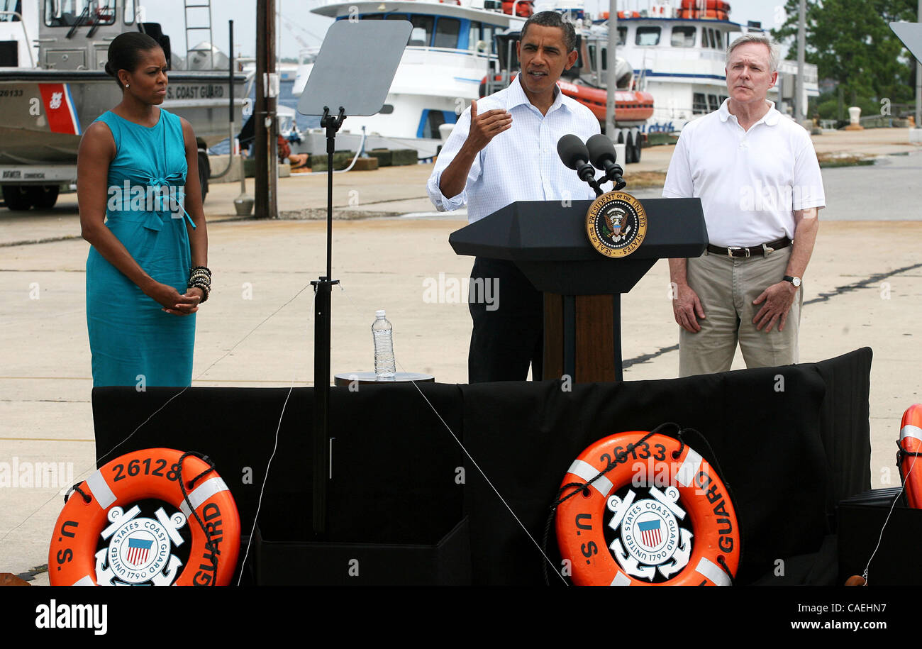 United States President Barack Obama speaks at a Coast Guard base with ...