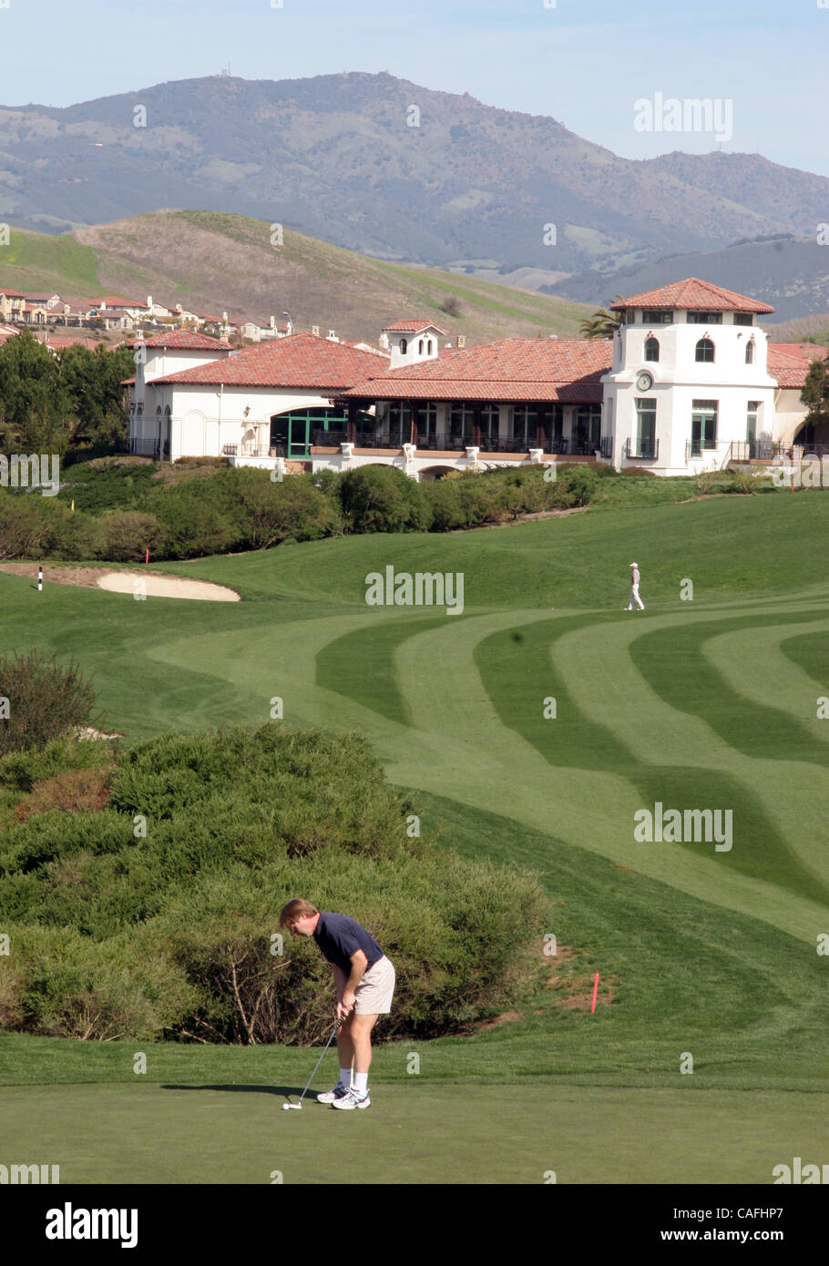 Mt Diablo serves as a backdrop for the first green at The Bridges Golf ...