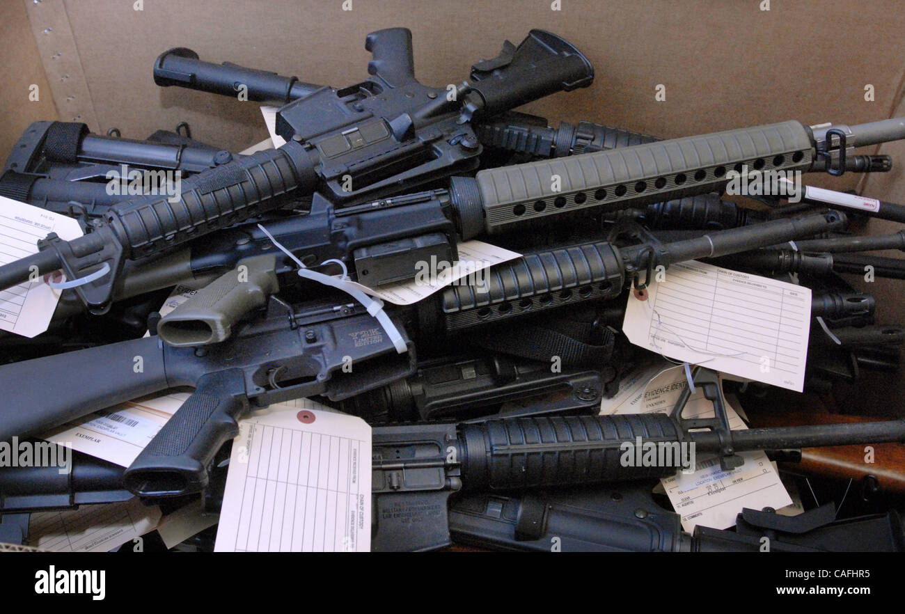 Assualt weapons are among confiscated firearms at a Department of ...
