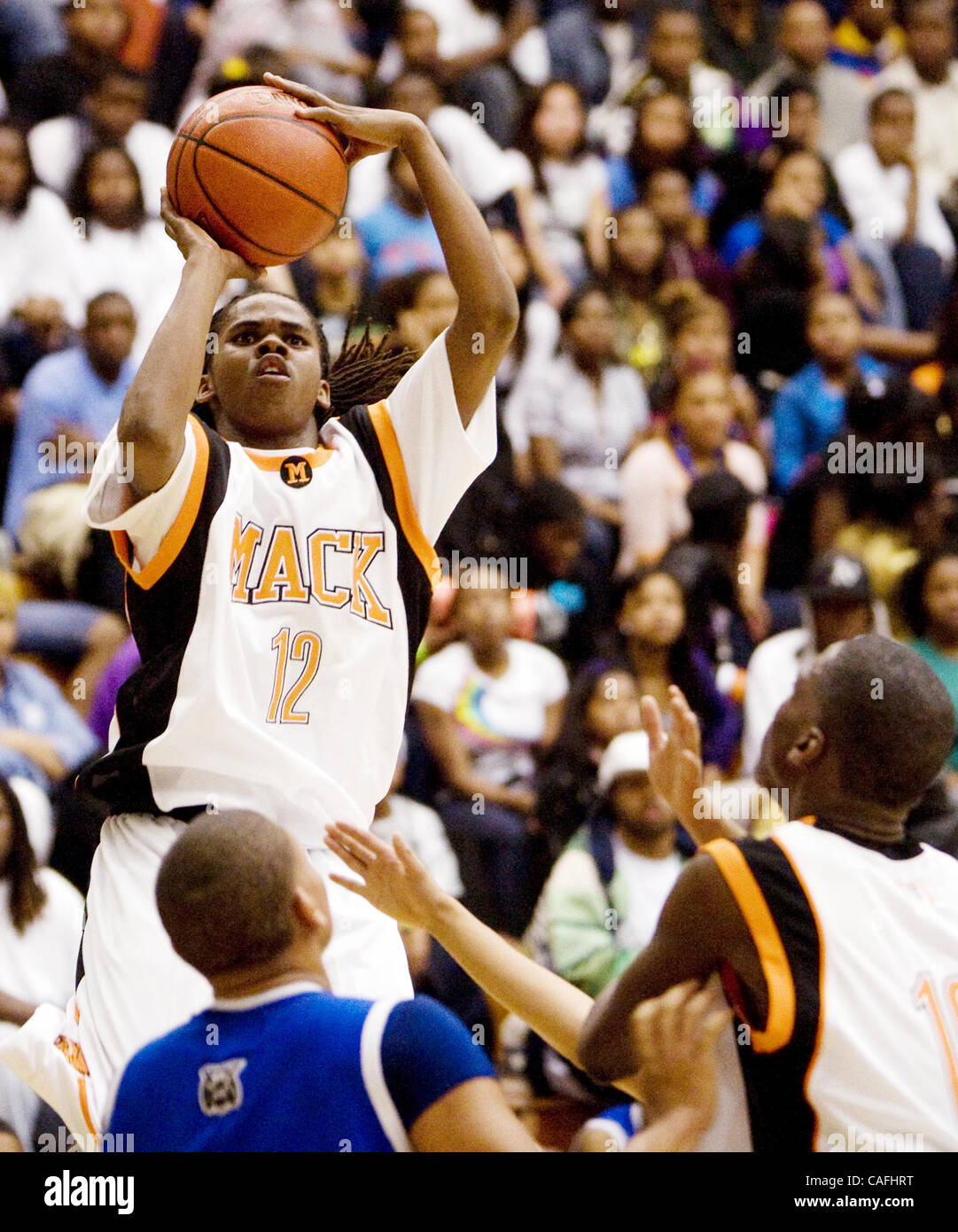 Wednesday, February 27, 2008, Damario Simms of McClymonds boys ...