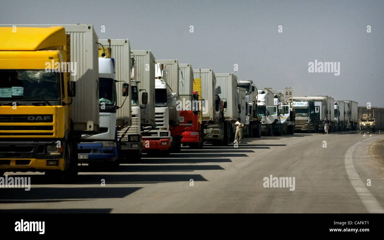 Feb 28, 2008 - Scania, Iraq - Trucks line up at Scania for the last leg ...