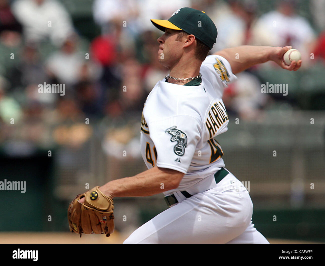 A's pitcher Rich Harden delivers a pitch vs. the Redsox during the 1st ...