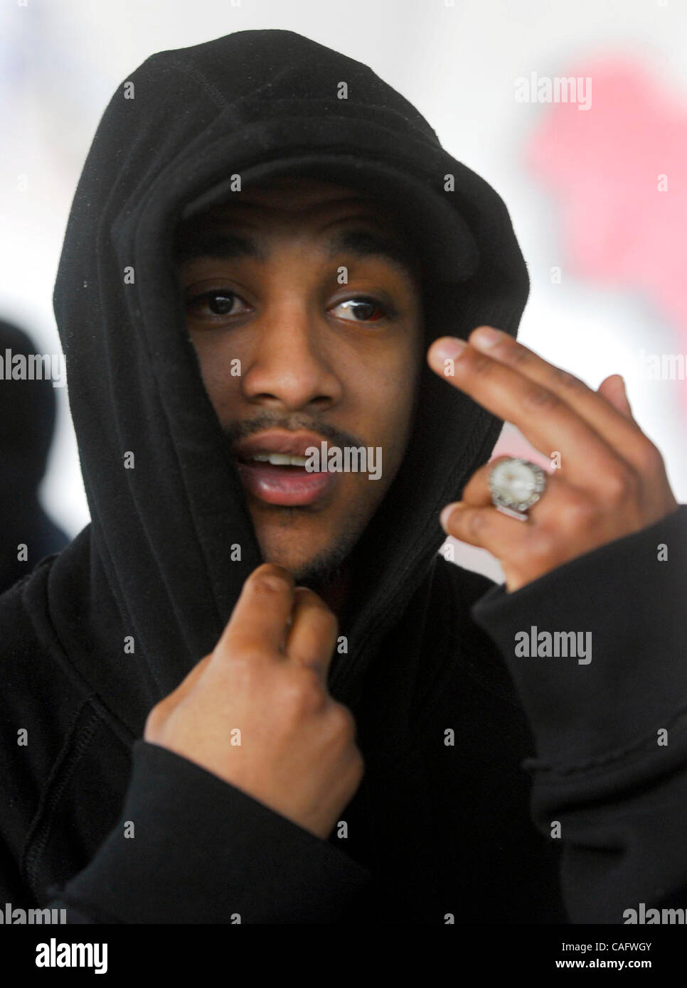 Brandon Manning talks about the facial injuries during a prayer vigil ...