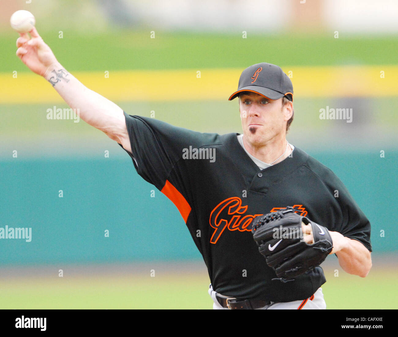 San Francisco Giants pitcher Brian Wilson throws during Spring Training ...