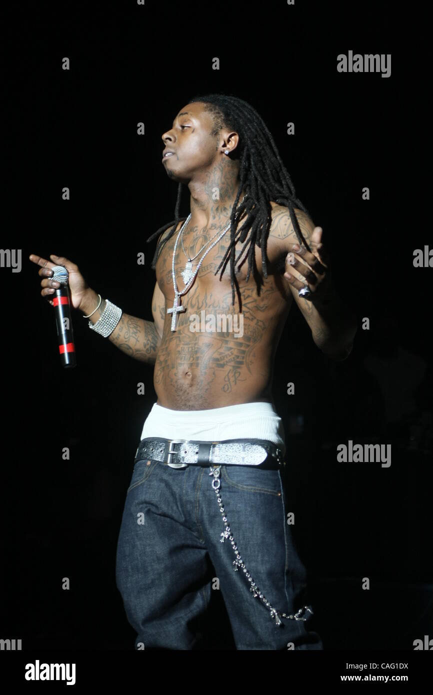 Lil' Wayne performing at Newarl Symphony Hall on February 24, 2008 ...