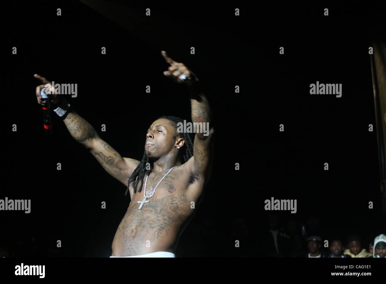 Lil' Wayne performing at Newarl Symphony Hall on February 24, 2008 ...