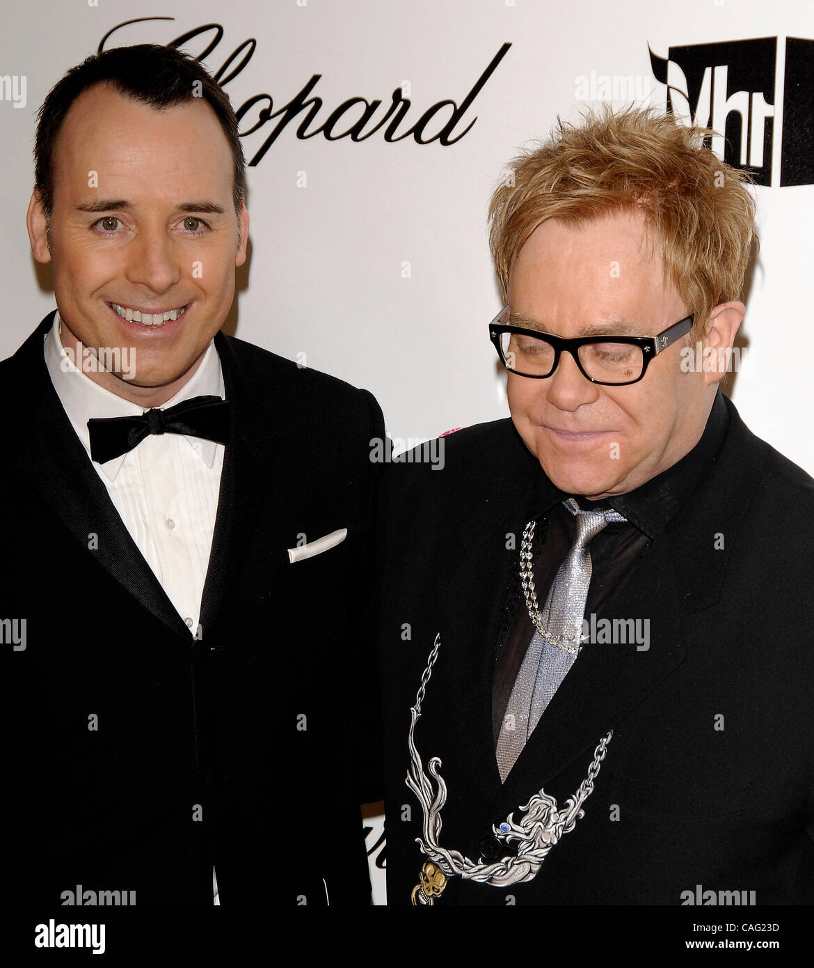 February 24, 2008; West Hollywood, CA, USA; Musician ELTON JOHN (R) and ...