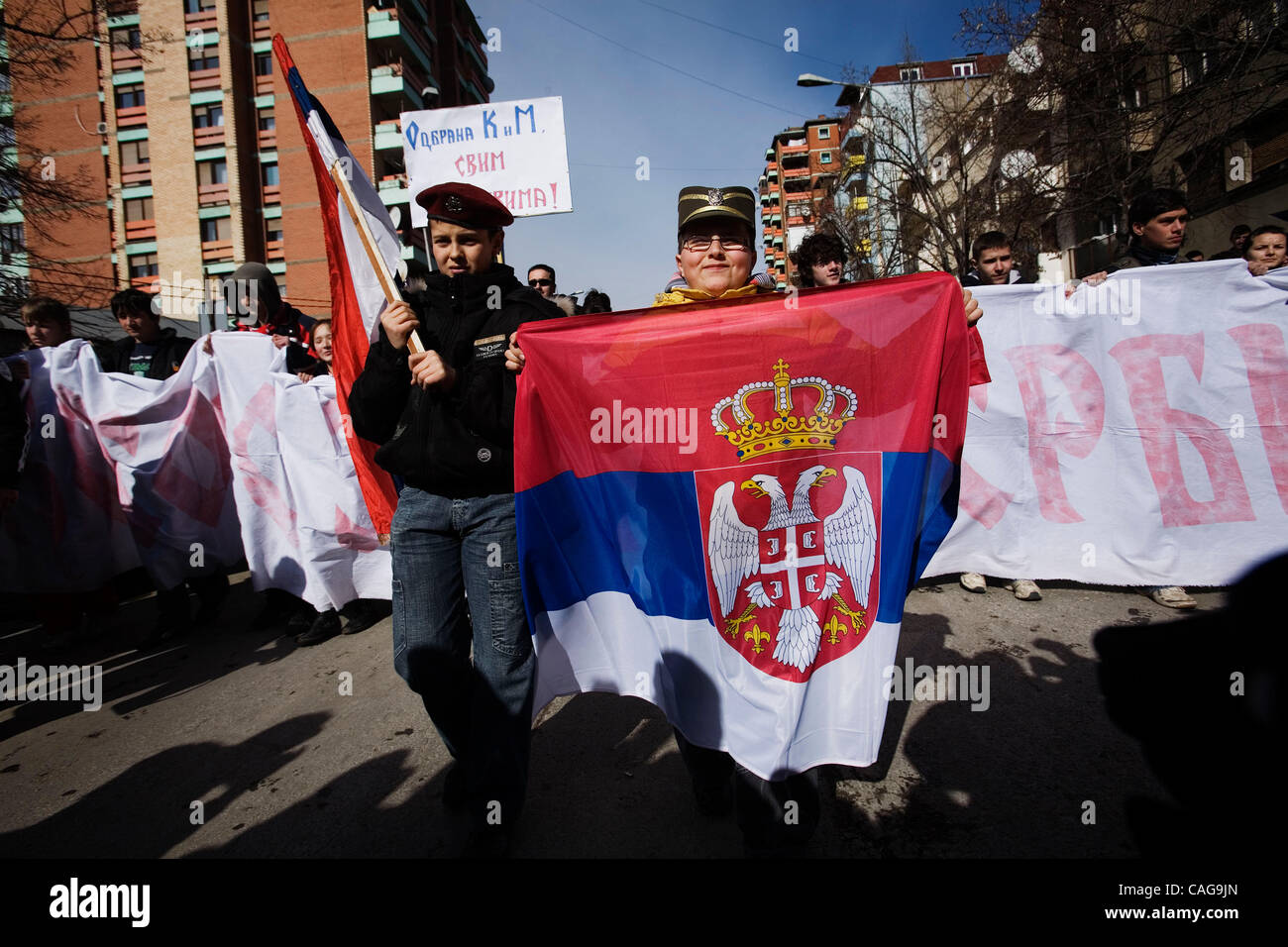 Feb 18, 2008 - Mitrovica, Kosovo - Serbians protest against the ...