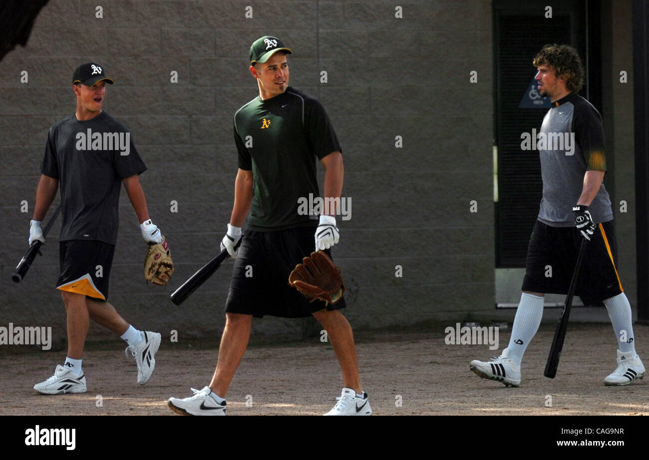 From left, Oakland A's players Mark Elllis, Bobby Crosby, and Travis ...
