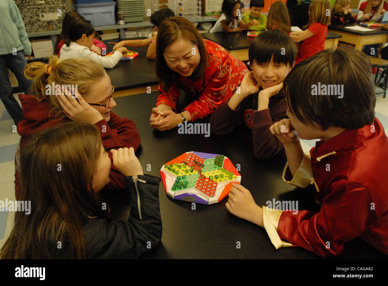 From left, Kiki Welty, Amelia Kerautret, after school teacher, Ellen ...