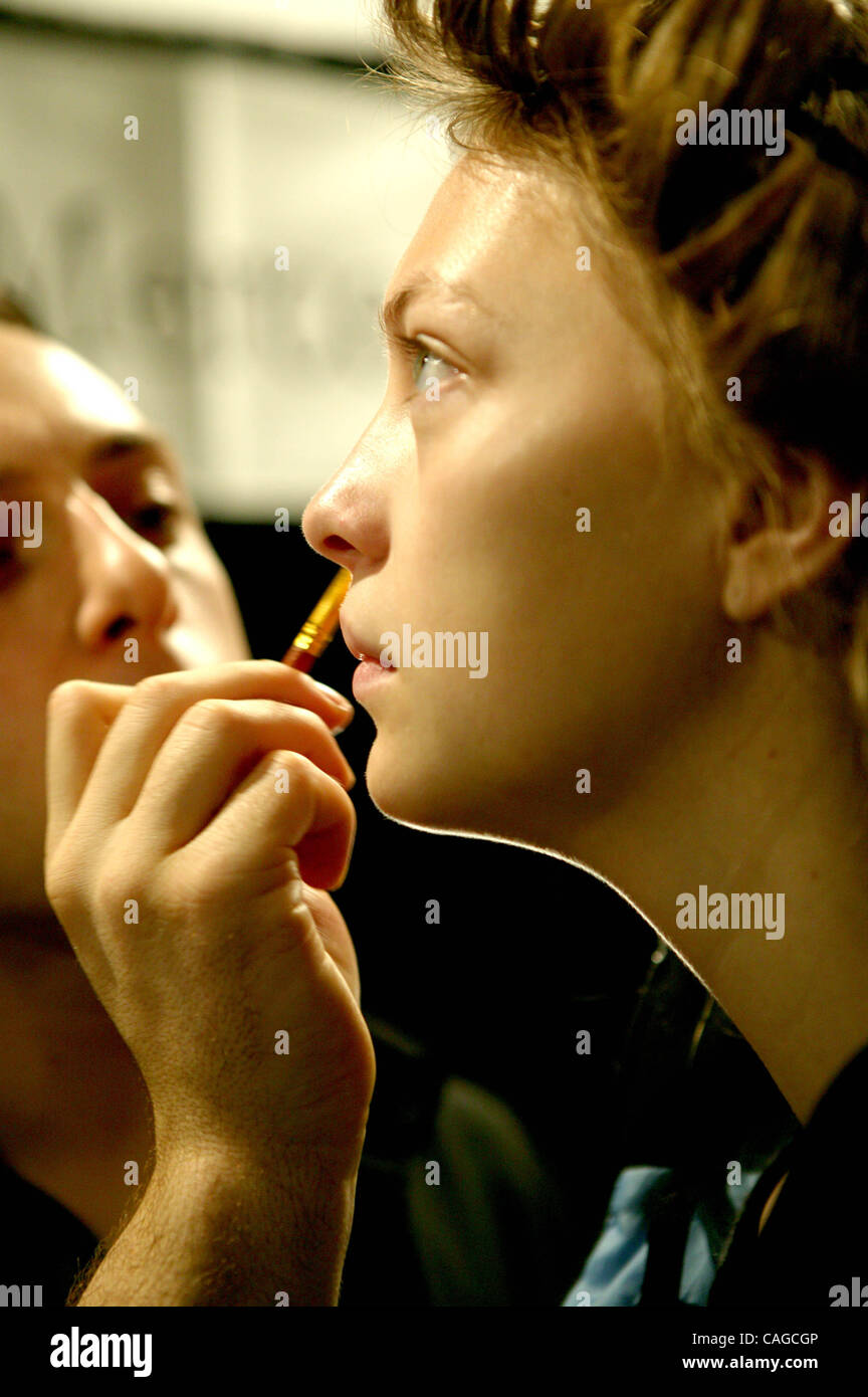 Feb 06, 2008 - New York, NY, USA - Models get ready backstage at the ...