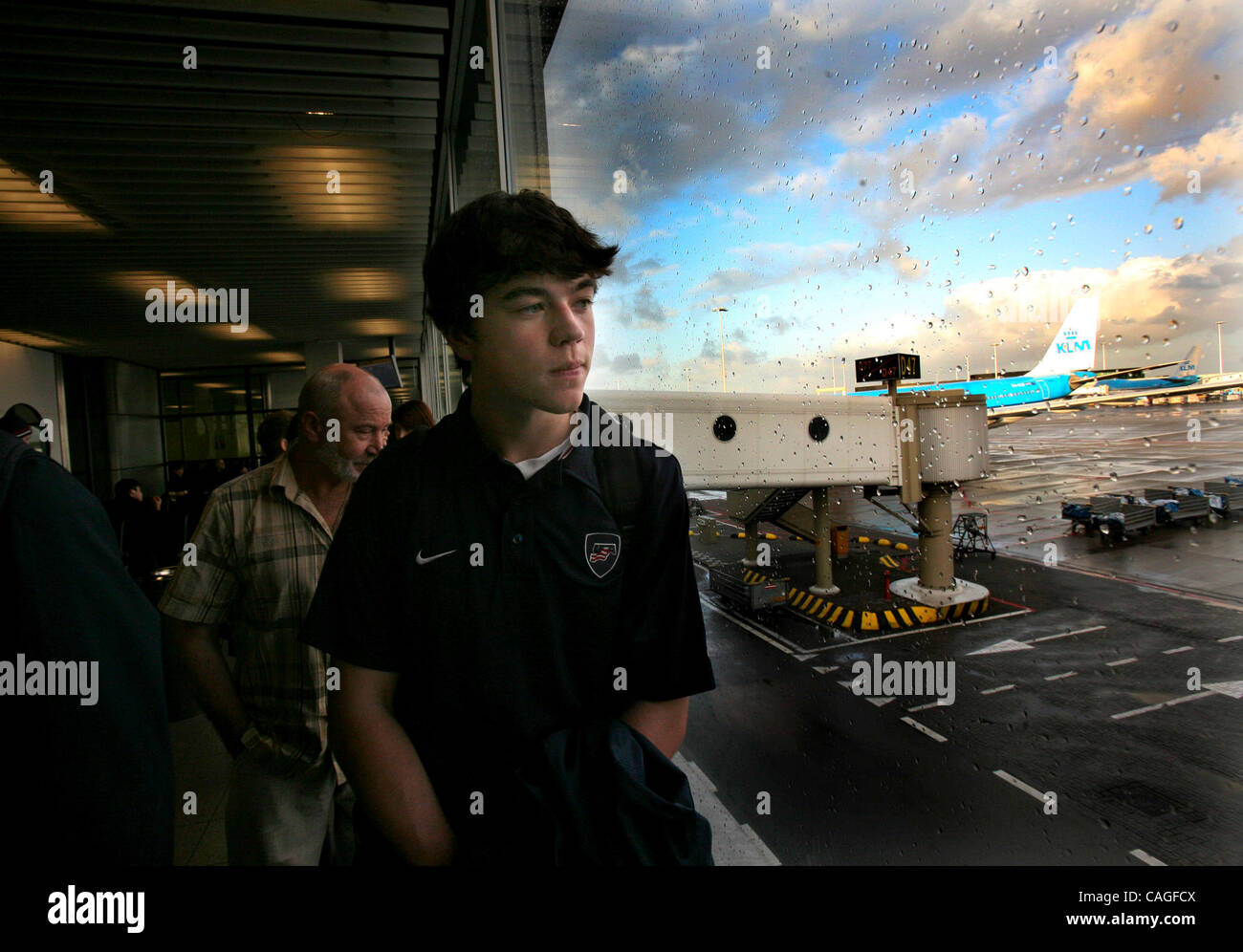 2/7/2008-------Nick Mattson waited to board and airplane for Moscow at ...