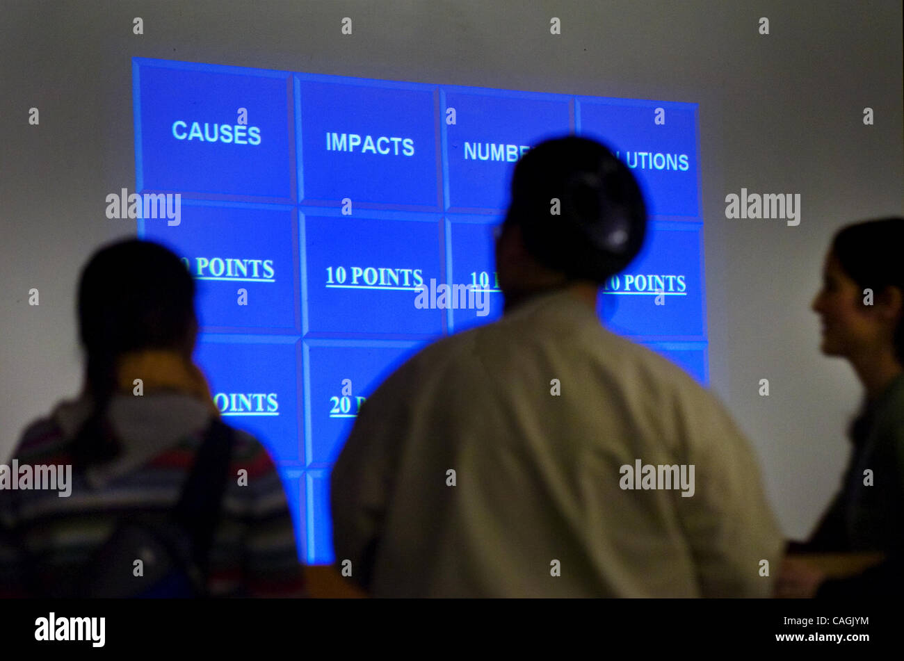 Visitors play a version of the game 'Jeopardy' which included questions ...