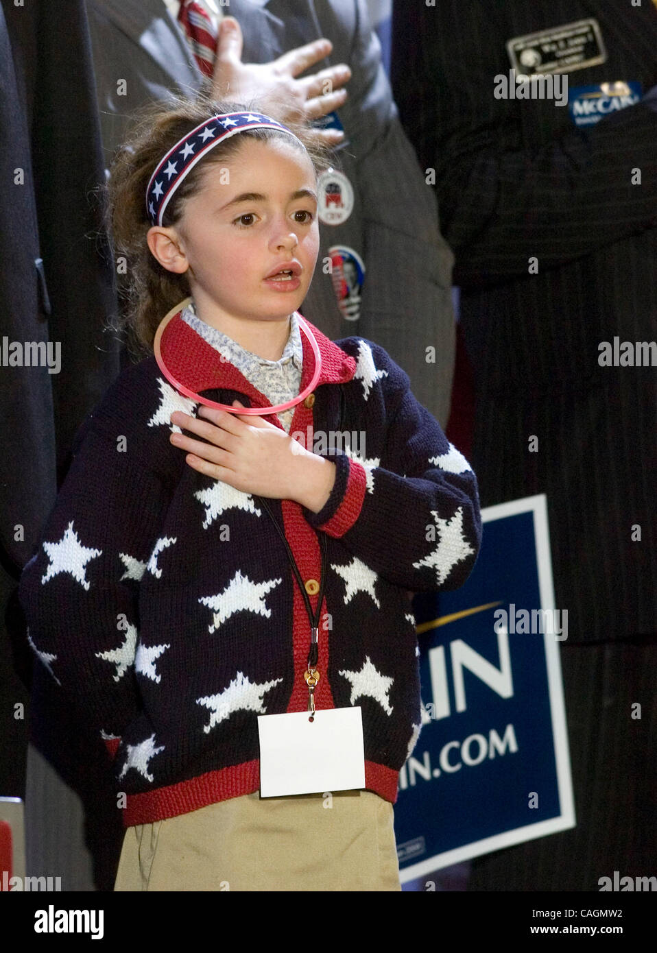 Liberty Rose Ladd, 6, of Atlanta, recites the Pledge of Allegiance ...