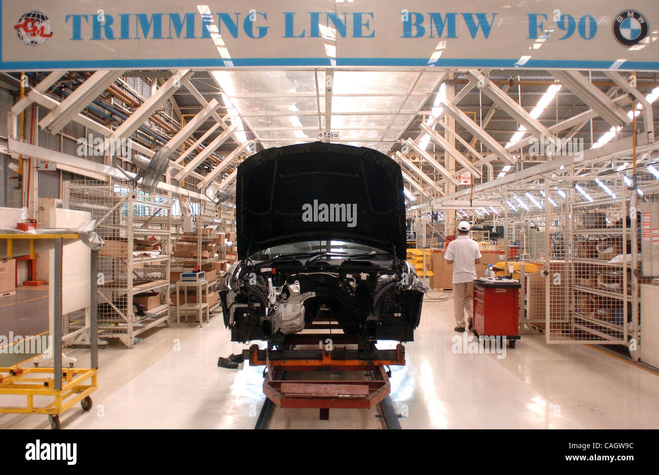 Worker works at BMW assembling factory in Jakarta, Indonesia. Tuesday ...