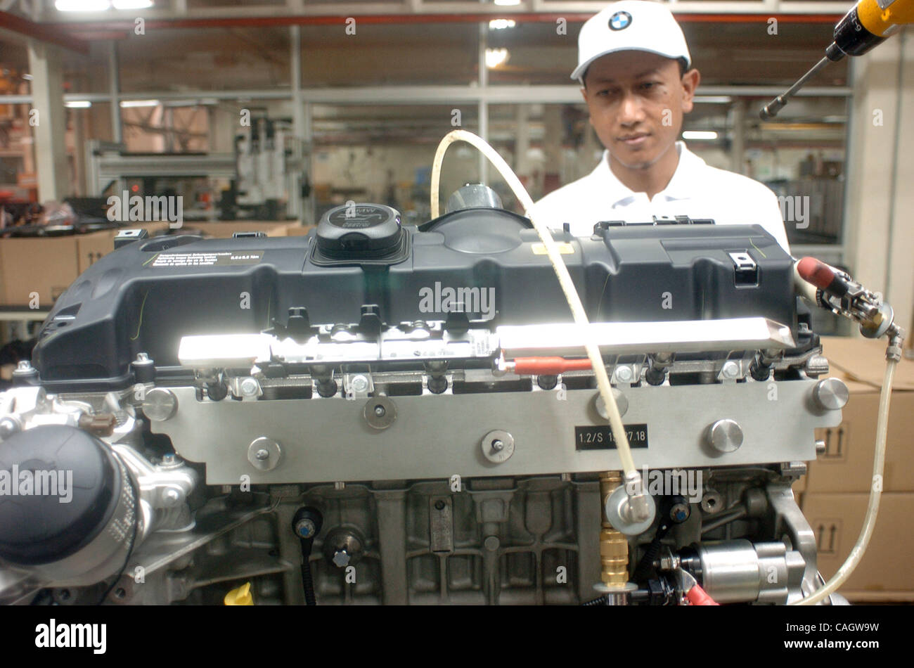 Worker works at BMW assembling factory in Jakarta, Indonesia. Tuesday ...