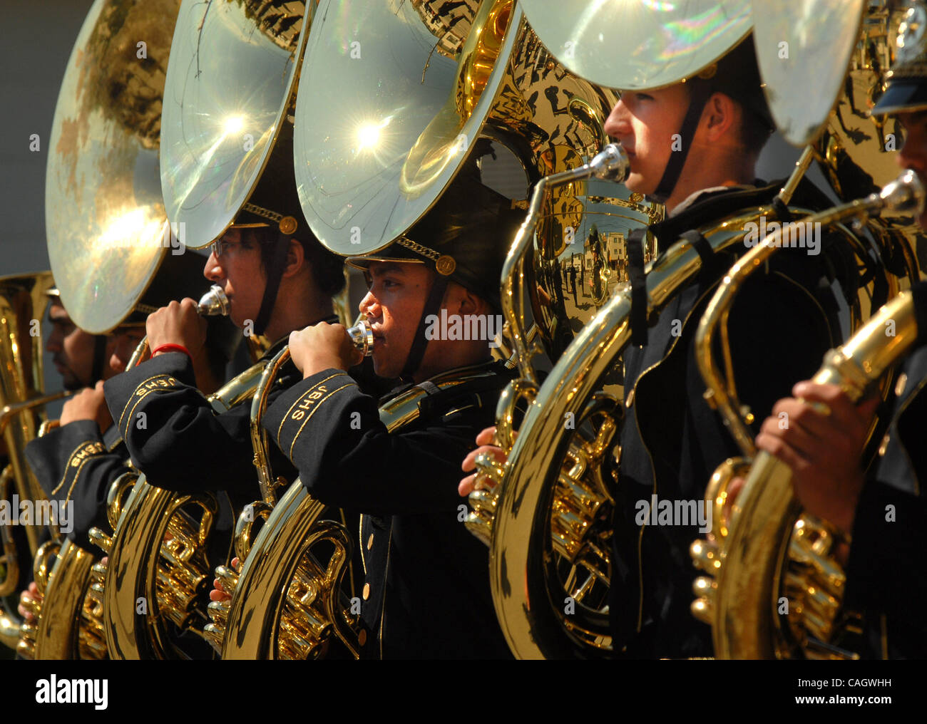 Tuba players line up during competition from Jesse Bethel in Vallejo ...