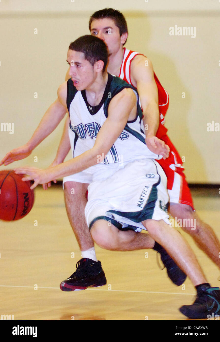 Manteca High basketball player Matthew Gomez heads downcourt with Ceres ...