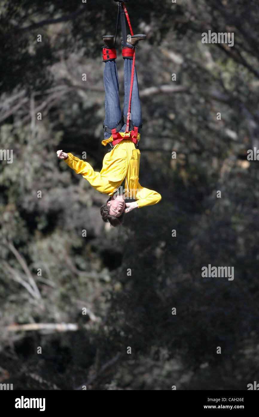 Jan 28, 2008 - Los Angeles, California, USA - JIM CARREY bungee jumps ...