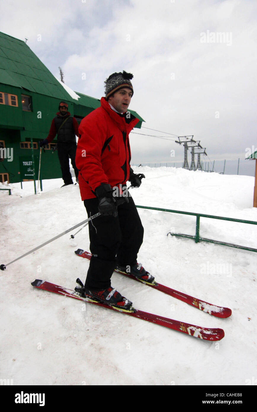 skier displays his skills at the famous hill station of Gulmarg, 50 ...