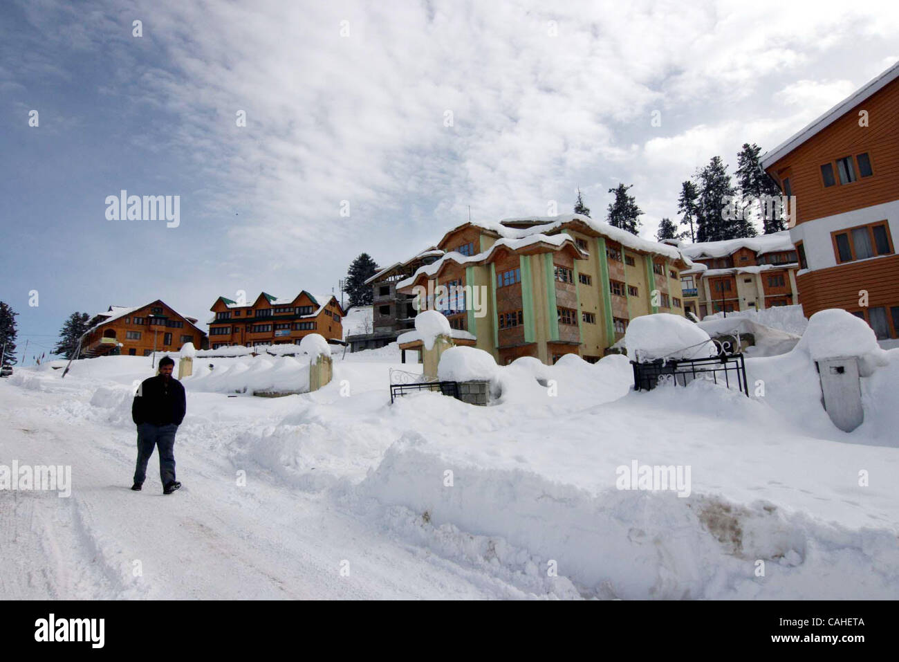 A panoramic view of the snow covered Gulmarg,A famous tourist ...