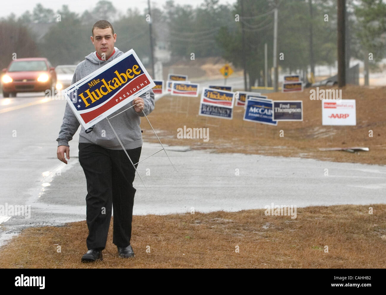 Isaac Cramer, a volunteer for Republican presidential candidate former ...