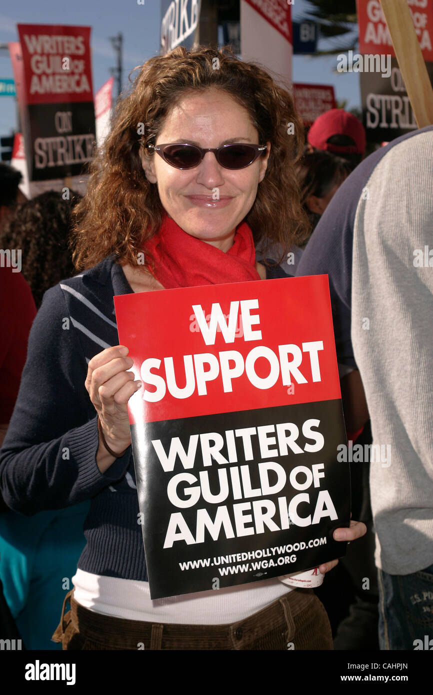 Dec 12, 2007 - Hollywood, California, USA - AMY BRENNEMAN on the picket ...