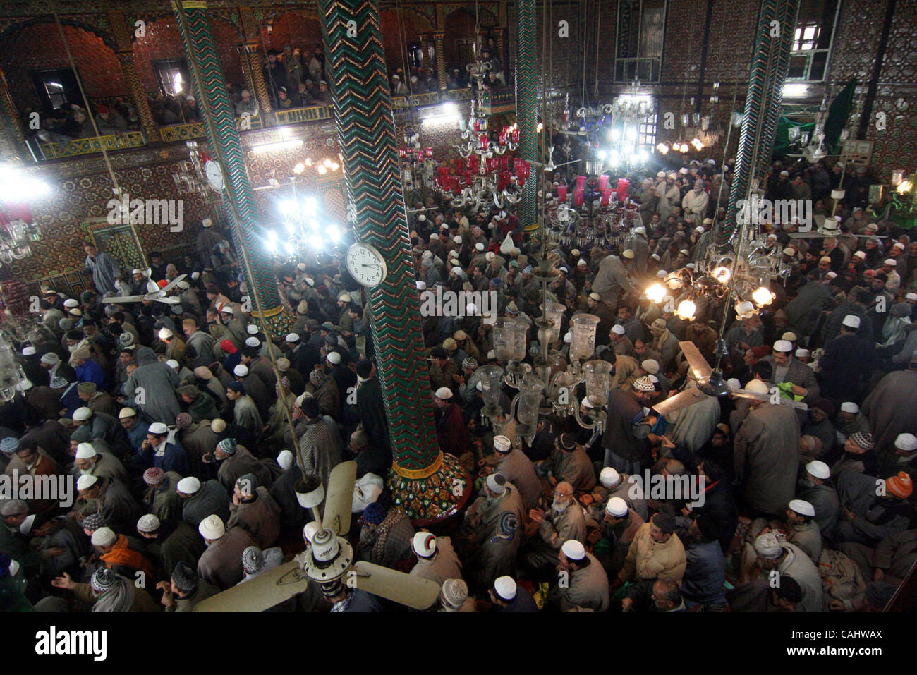 Kashmiri Muslims perform prayers at the shrine of Mir Syed Ali Hamdani ...