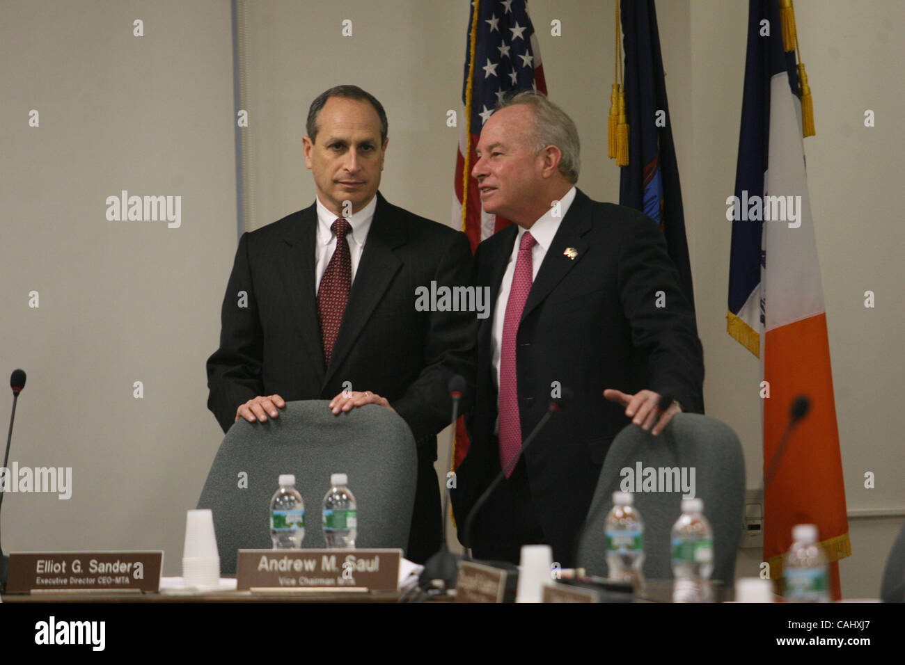 MTA CEO Elliot Sander and MTA Vice Chairman Andrew Saul chatting and ...