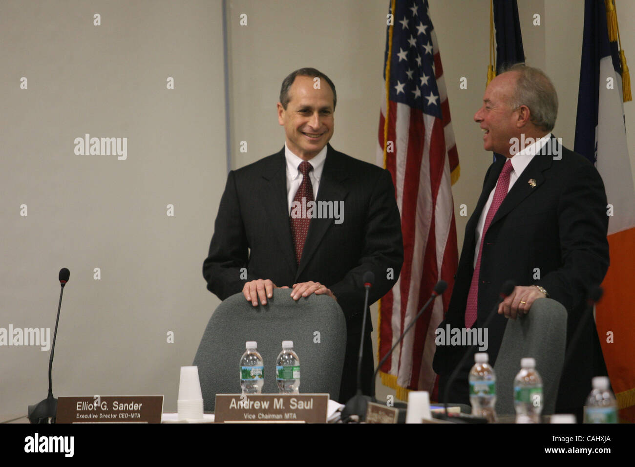 MTA CEO Elliot Sander and MTA Vice Chairman Andrew Saul chatting and ...