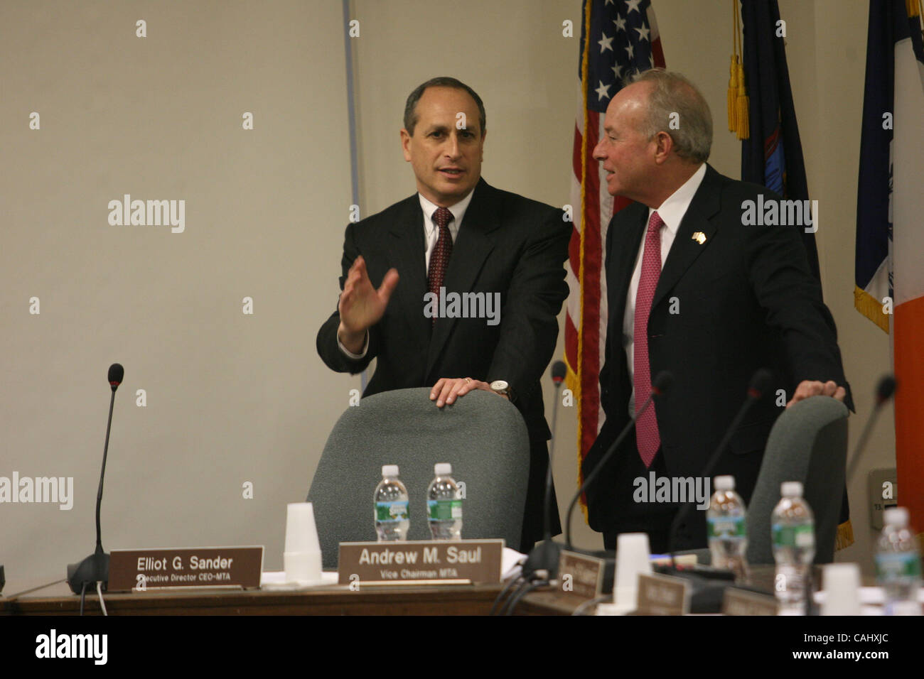 MTA CEO Elliot Sander and MTA Vice Chairman Andrew Saul chatting and ...