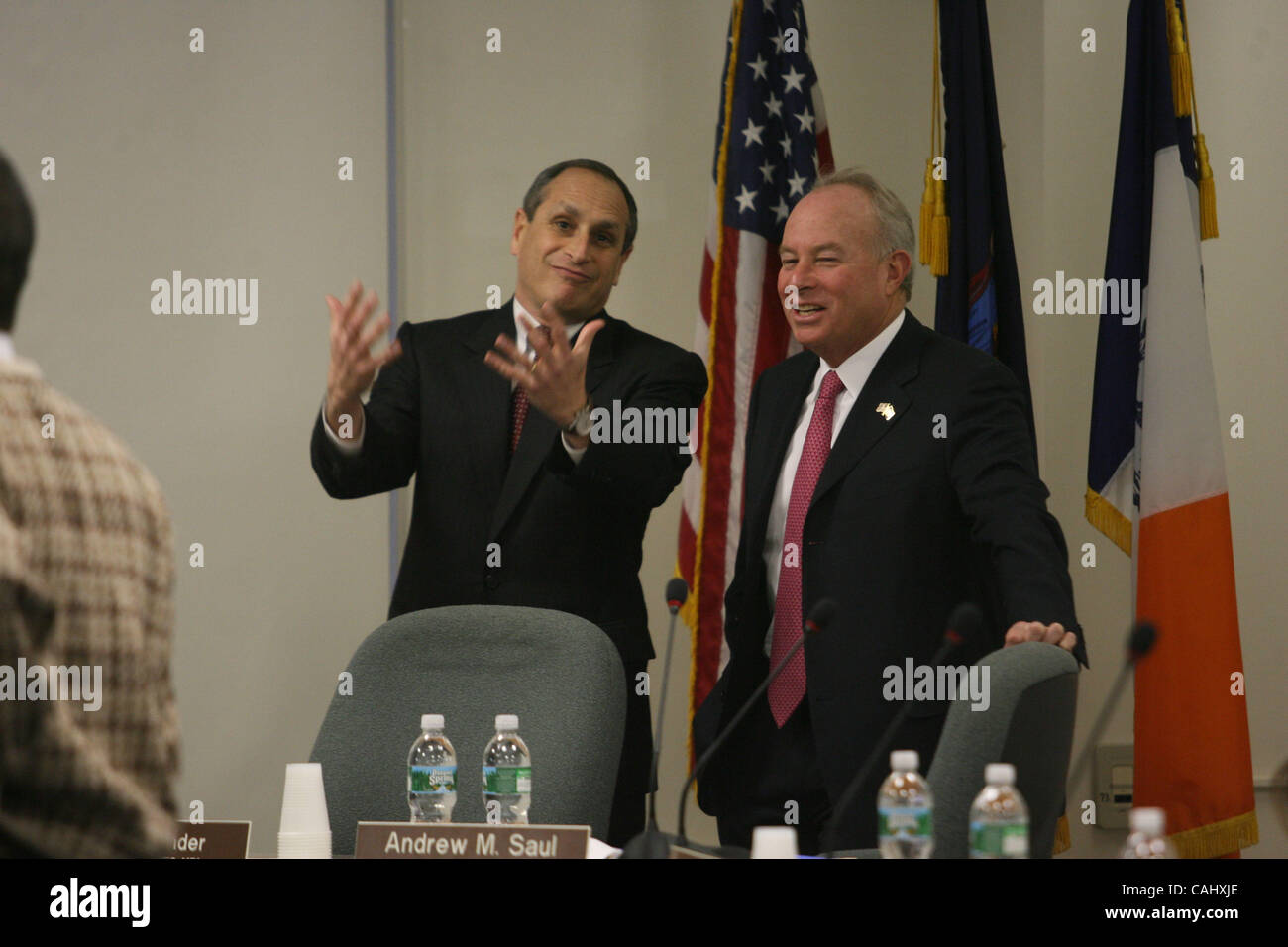 MTA CEO Elliot Sander and MTA Vice Chairman Andrew Saul chatting and ...