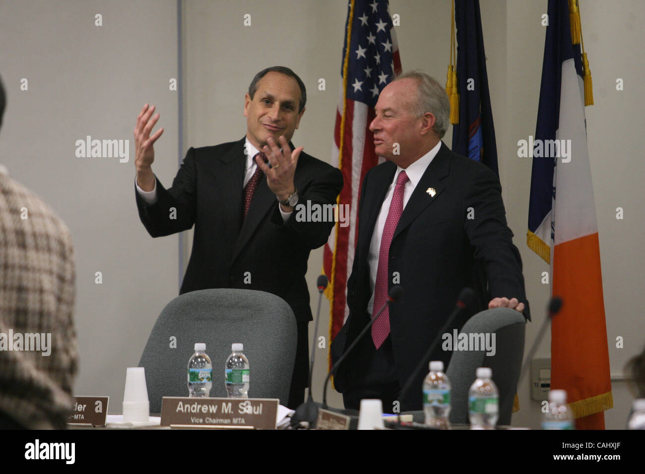 MTA CEO Elliot Sander and MTA Vice Chairman Andrew Saul chatting and ...