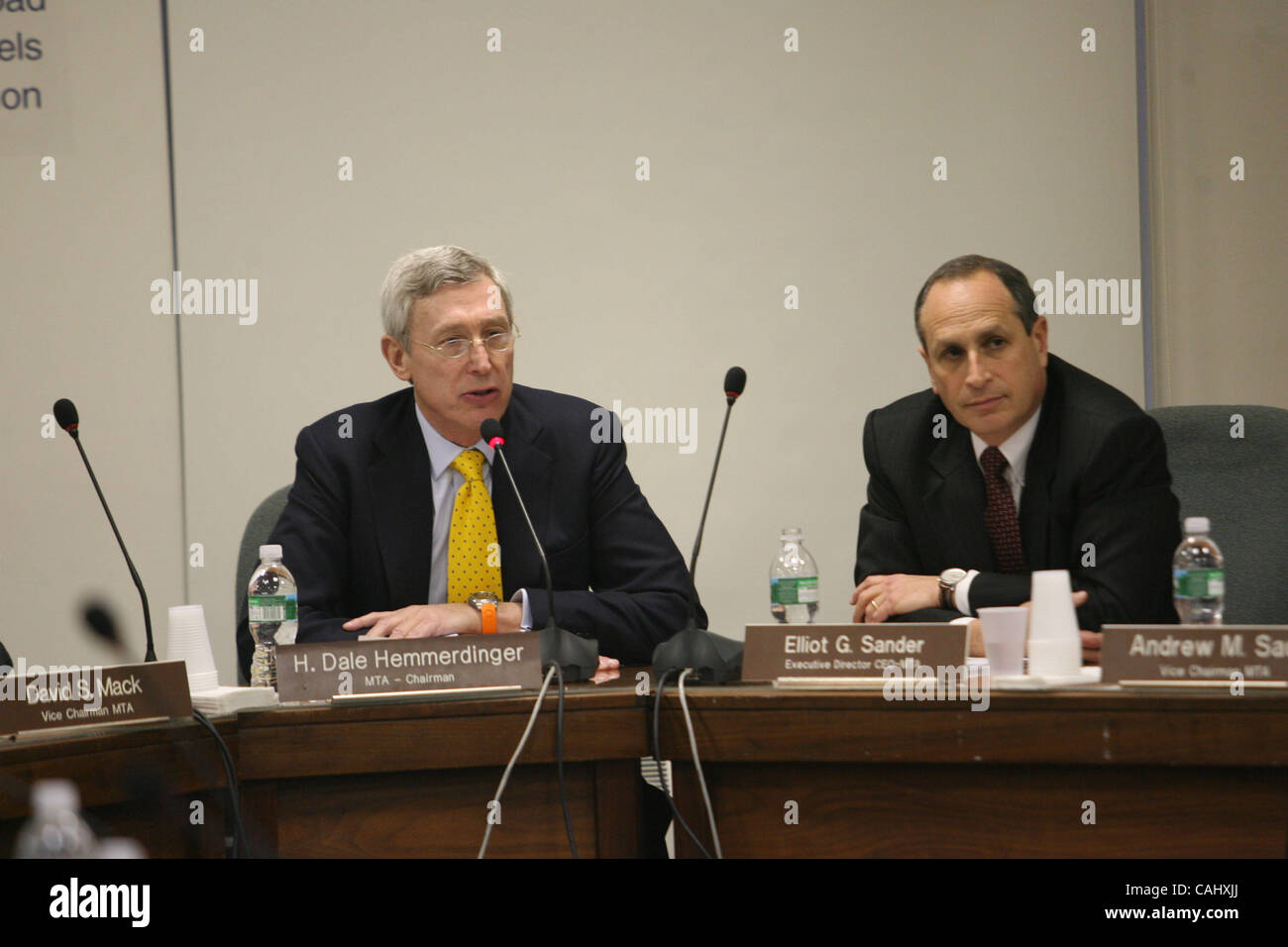 MTA Chairman Dale Hemmerdinger and MTA CEO Elliot Sander and MTA Vice ...
