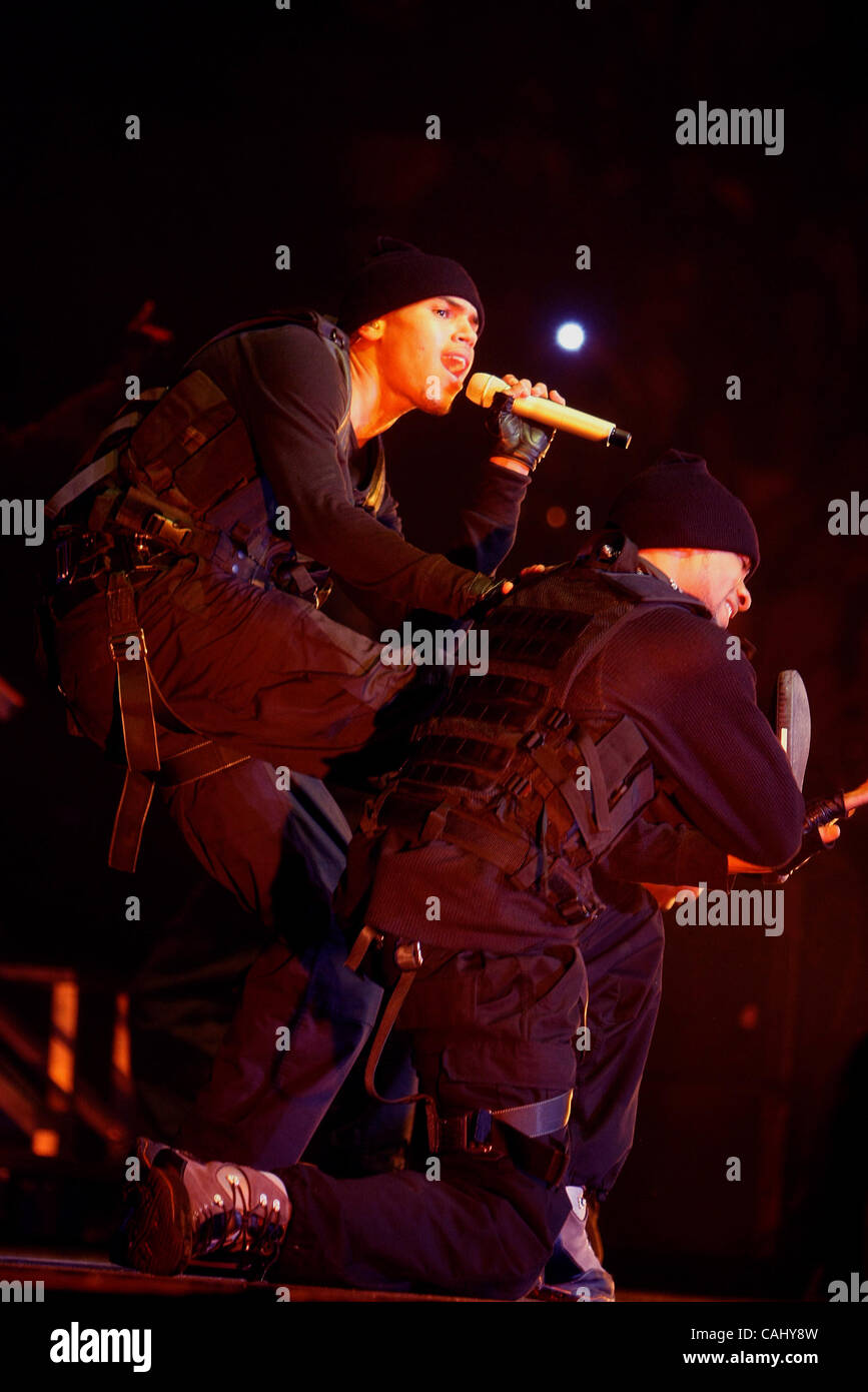 Chris Brown performing at Madison Square Garden, NYC on December 21 ...
