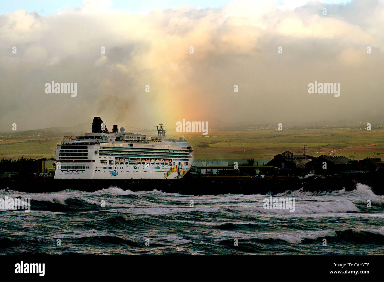 A cruse ship Sets on Kahului harbored in Maui Hawaii. Photo by: Agustin ...