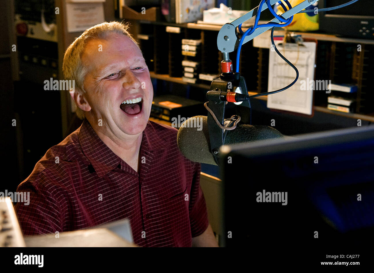 LEDE Morning DJ Dave Thomson (cq) broadcasts from the studio of radio ...