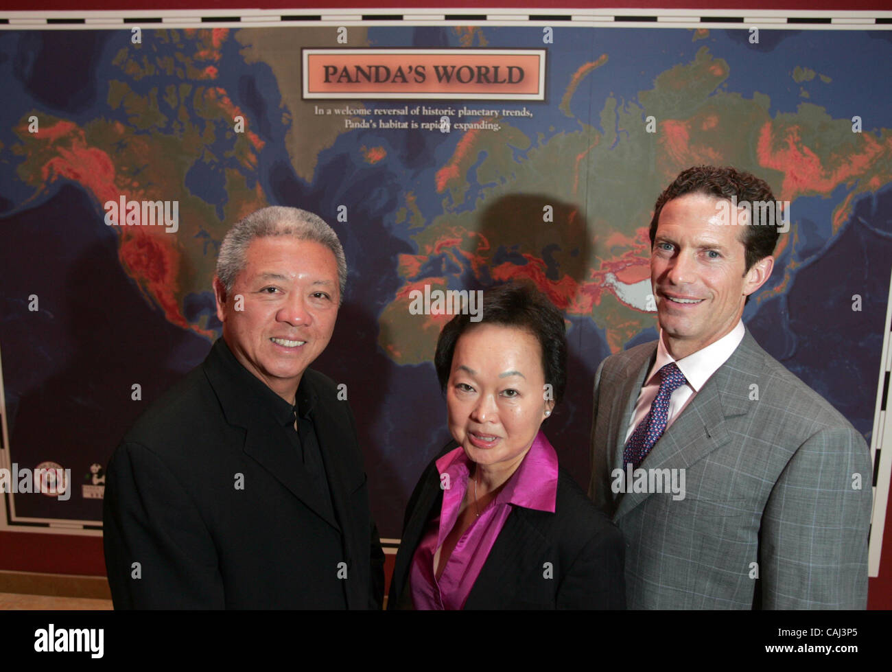 (L to R) Founders Andrew and Peggy Cherng with CEO Tom Davin, are ...