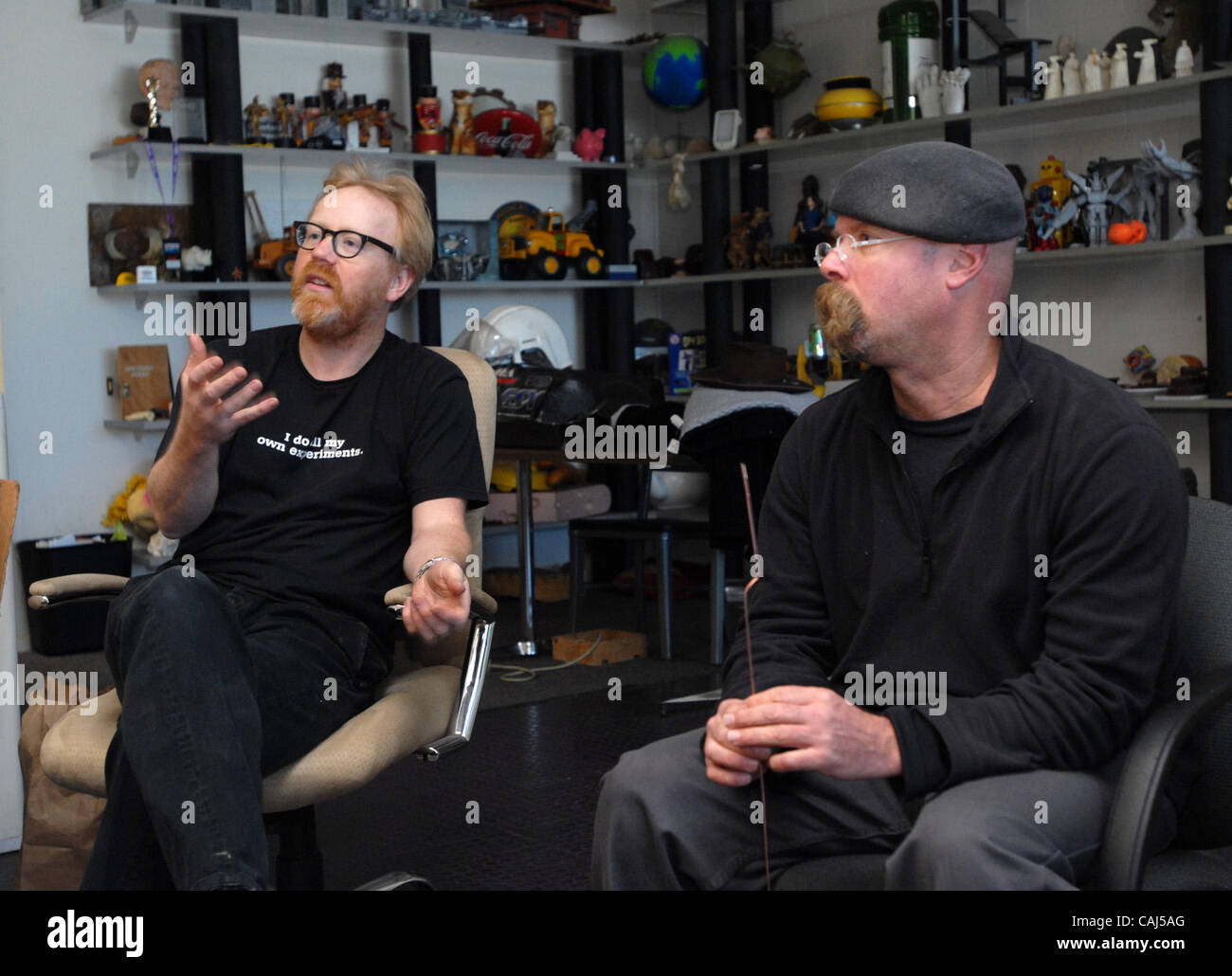 From left, Discovery Channel's MythBusters Adam Savage and Jamie ...