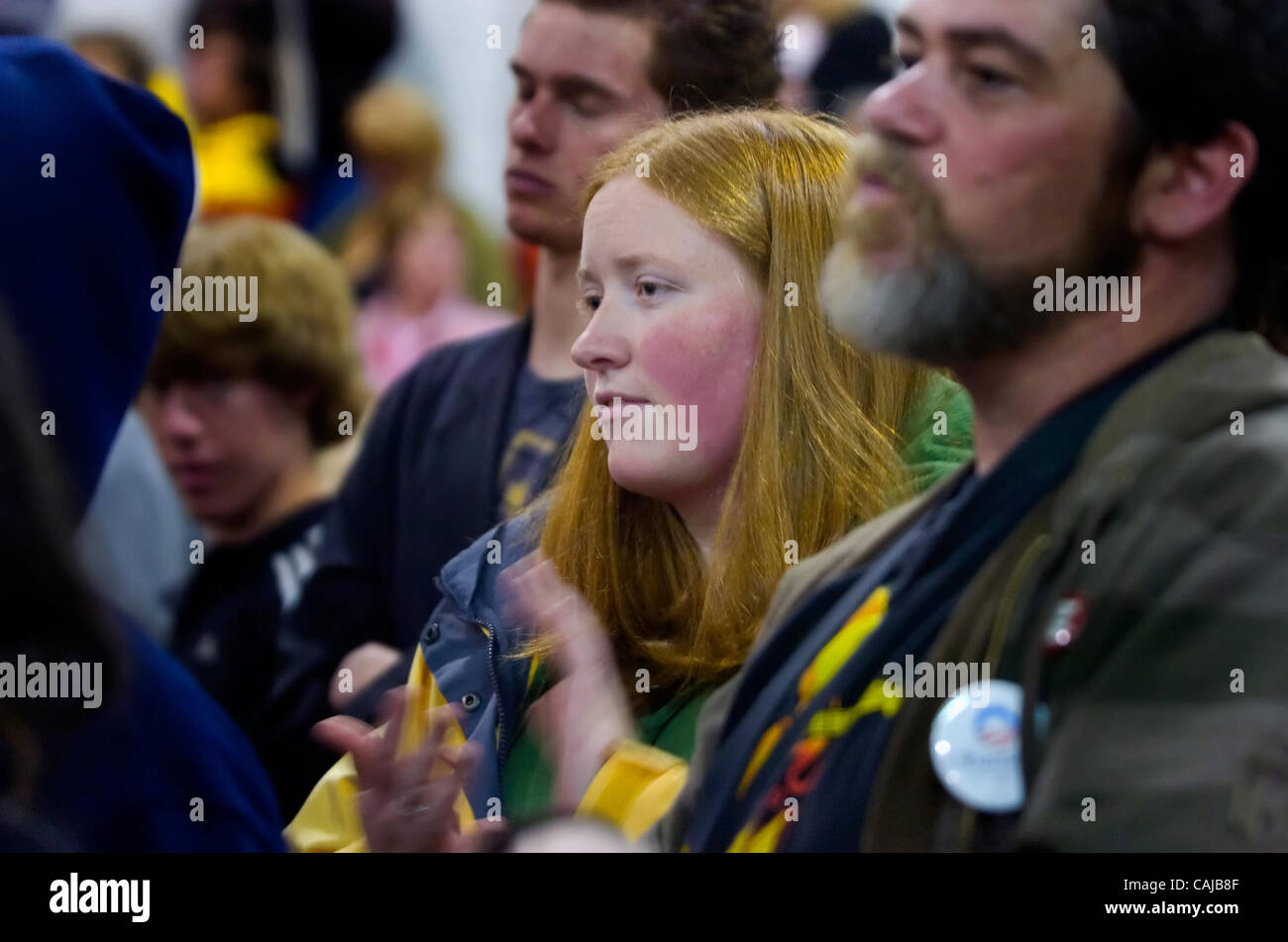 Miranda Mahe 22 of Carson City, claps as she listens to Democratic ...